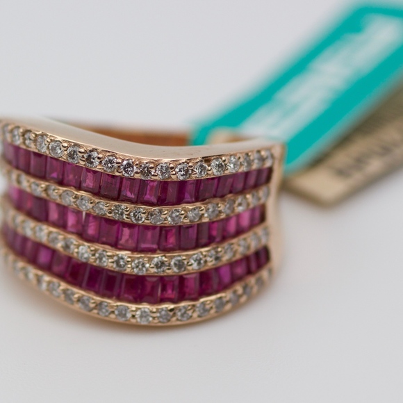 Effy | Jewelry | New Effy 4k Rose Gold Red Ruby And Diamond Ring | Poshmark